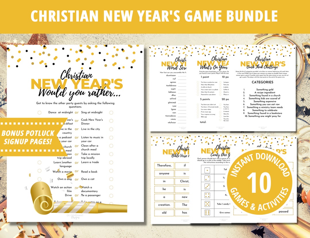New Year's Games, Printable New Year's, Game Bundle New Year, Church ...