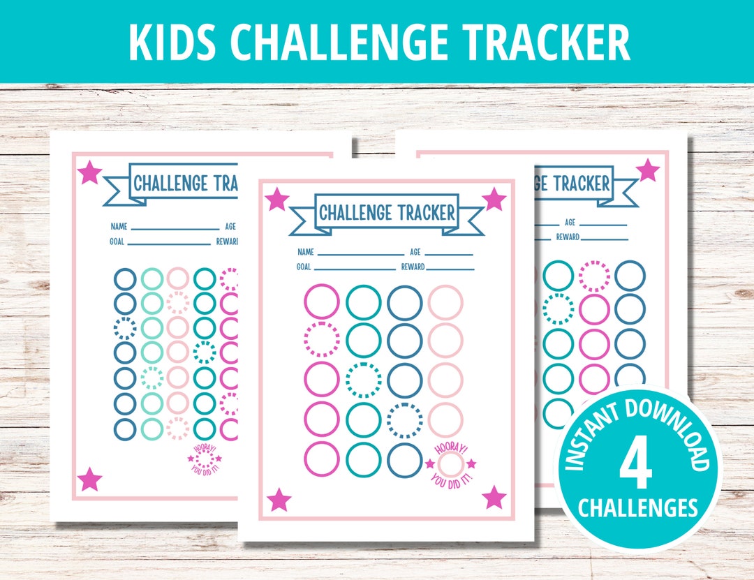 PRINTABLE, Challenge Tracker for Kids, Goal Tracker, Sticker Chart ...