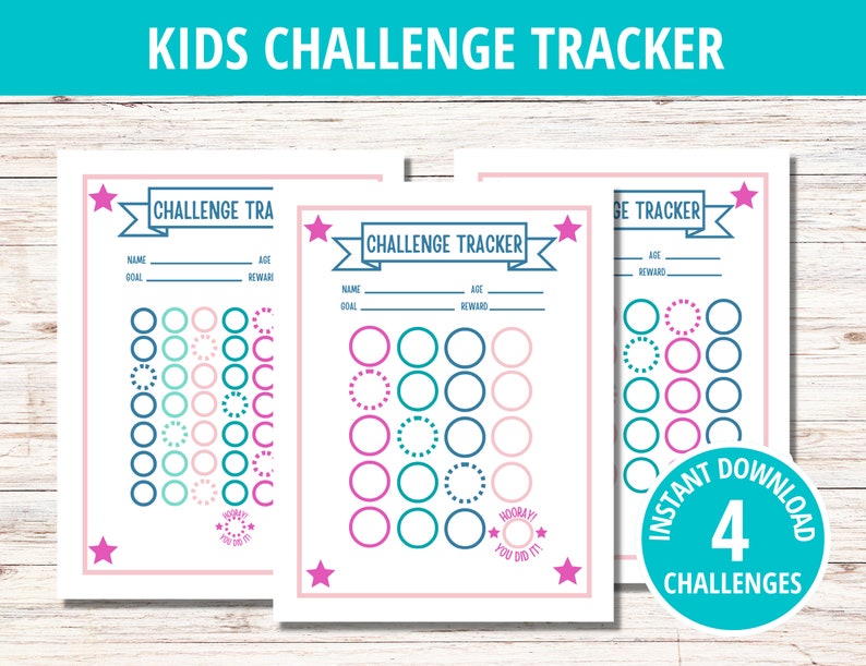 PRINTABLE, Challenge Tracker for Kids, Goal Tracker, Sticker Chart ...