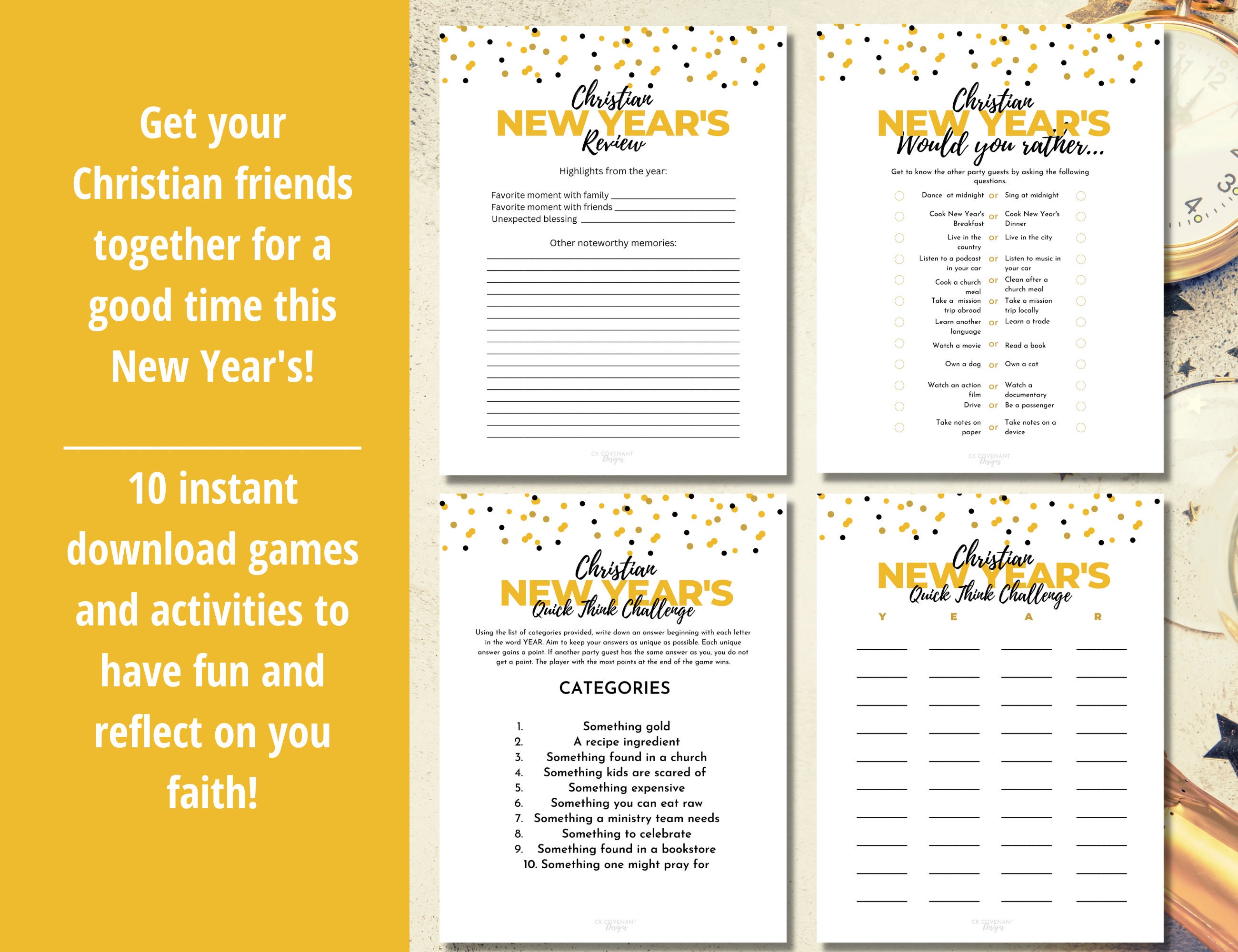 New Year's Games, Printable New Year's, Game Bundle New Year, Church ...