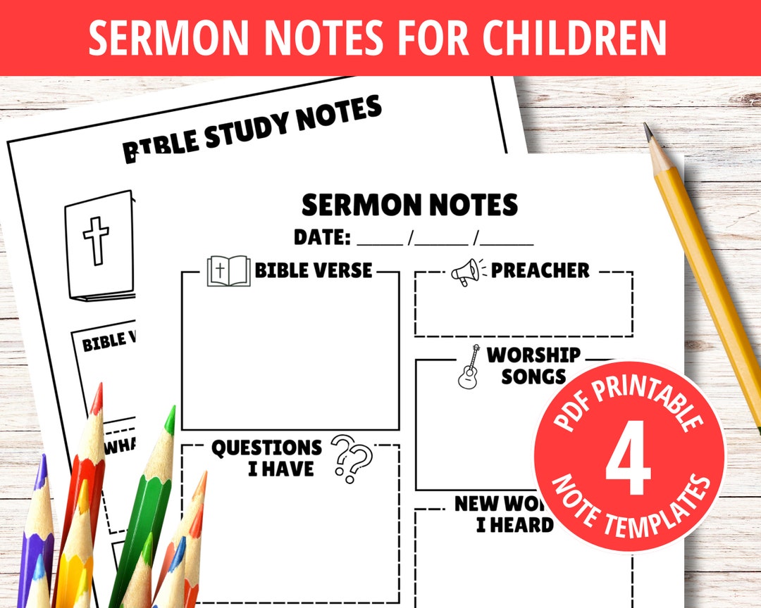 Worship Notes for Children, Kids Sermon Notes, Sunday School, Kids ...