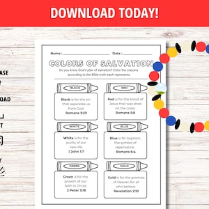 Colors of Salvation Card Coloring Page, Printable Gospel Card, Gospel ...