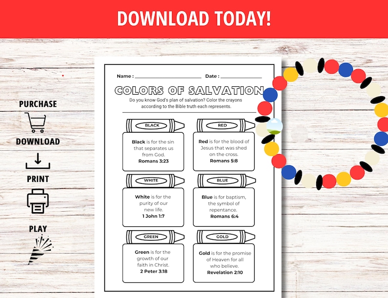 Colors of Salvation Card Coloring Page, Printable Gospel Card, Gospel ...