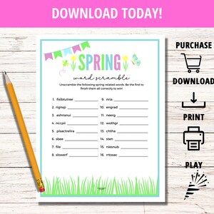 Spring Word Scramble Game, Printable Game, Games for Adults, Games for ...