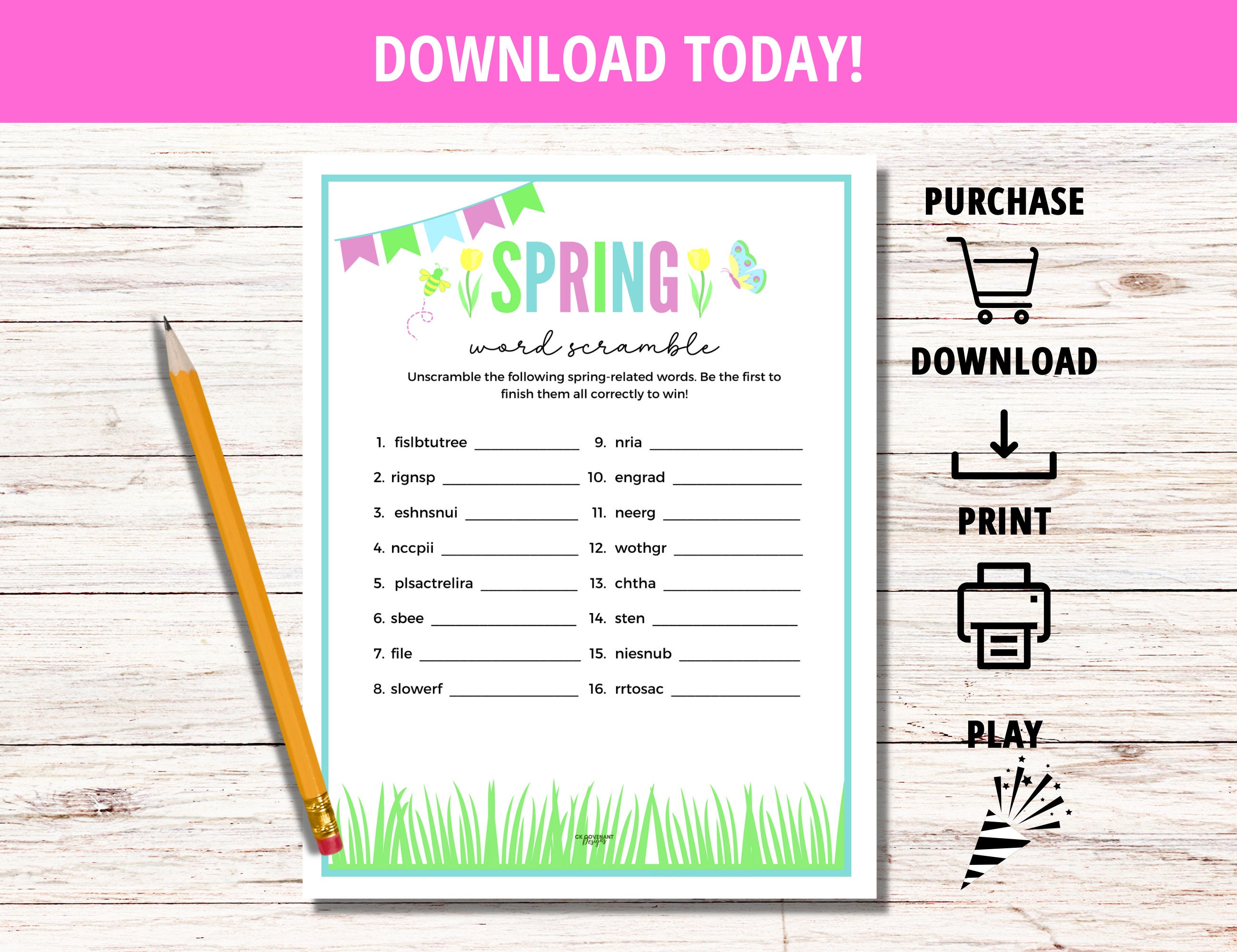 Spring Word Scramble Game, Printable Game, Games for Adults, Games for ...