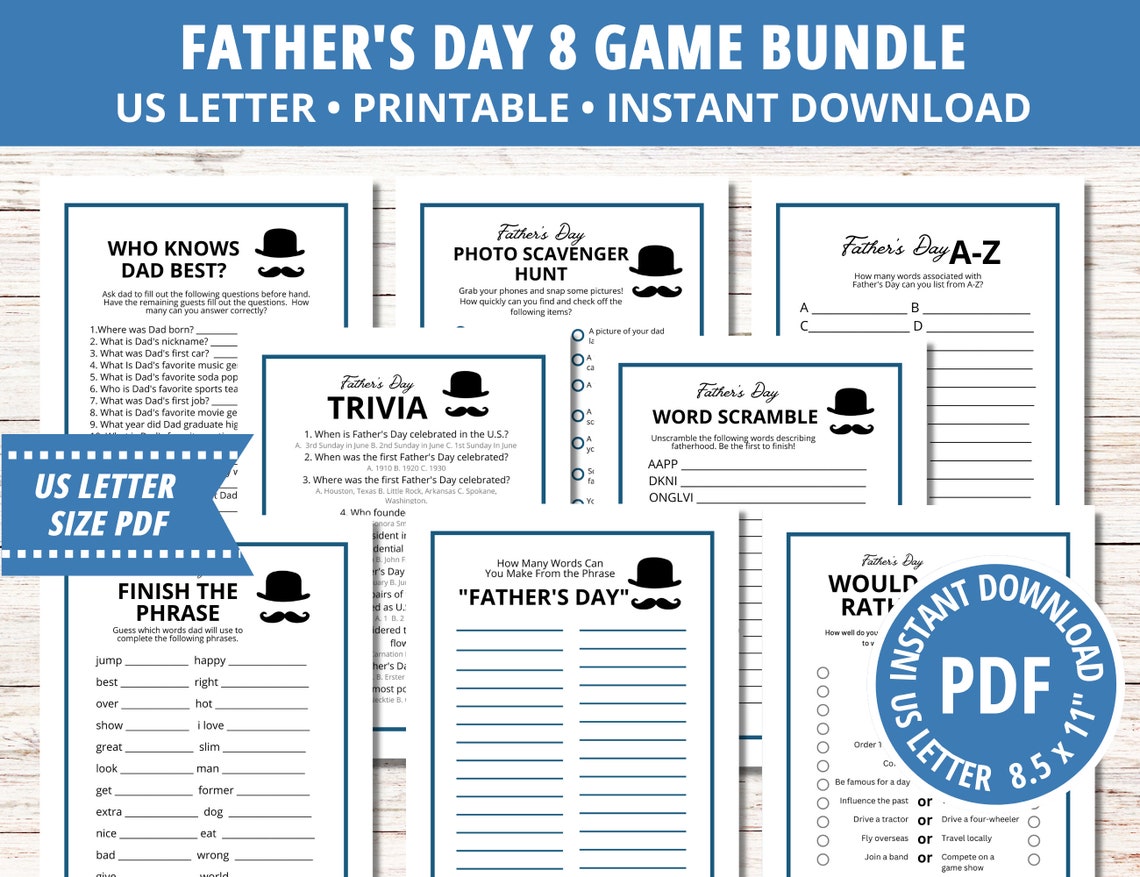 Printable Father's Day Game Bundle, Family Game Night, Printable Family ...
