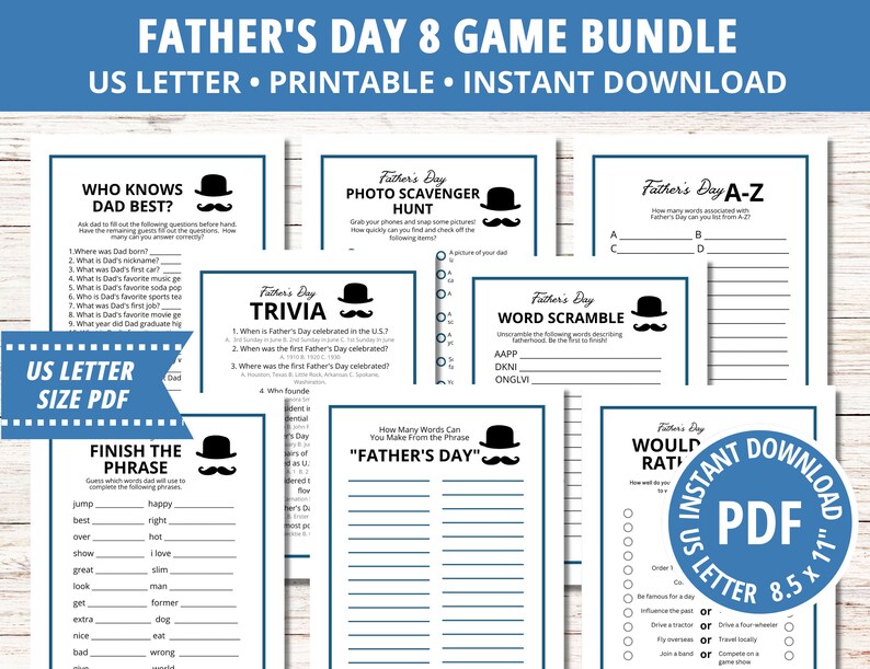 Printable Father's Day Game Bundle, Family Game Night, Printable Family ...