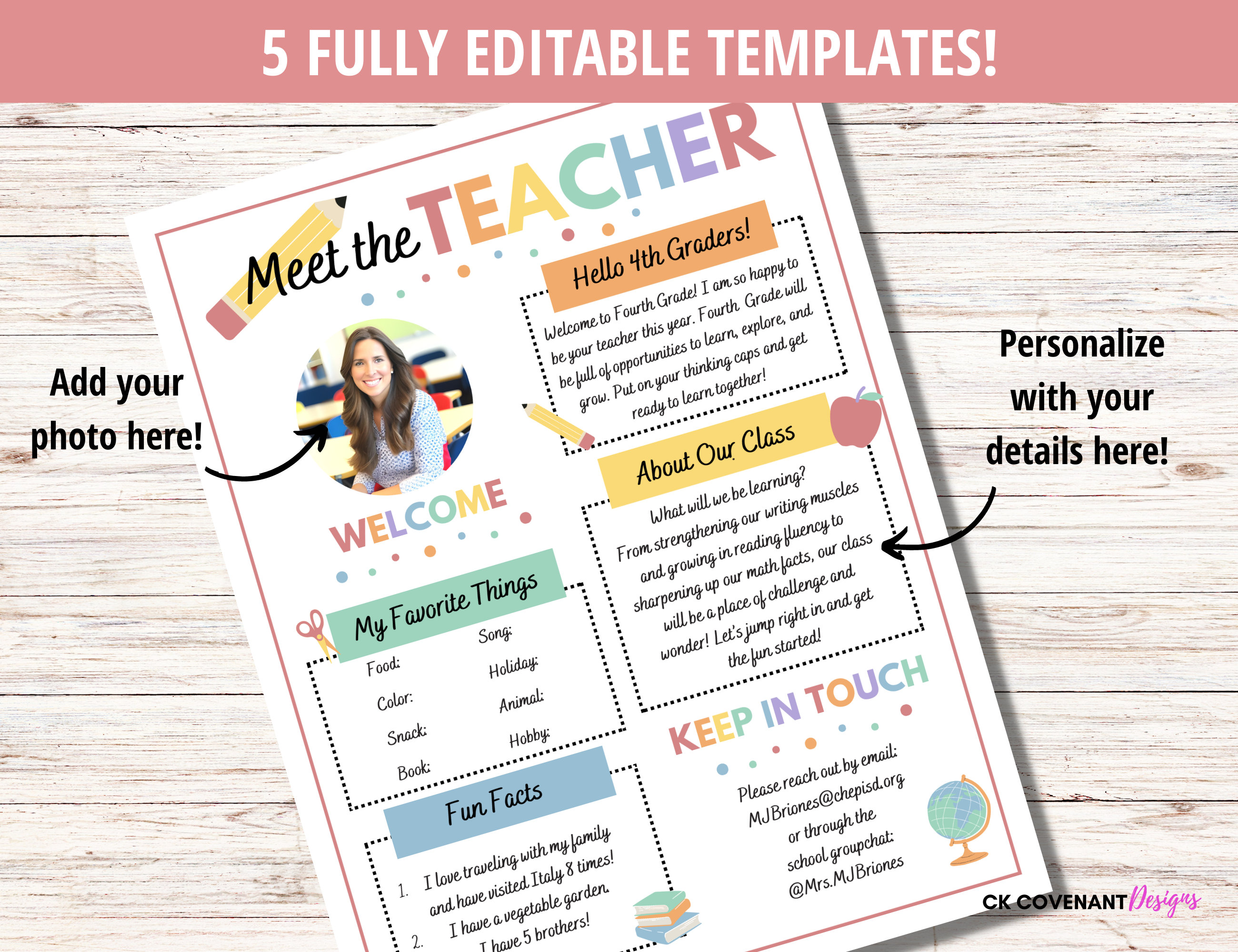 Meet the Teacher Teacher Template Editable Meet the Teacher - Etsy UK