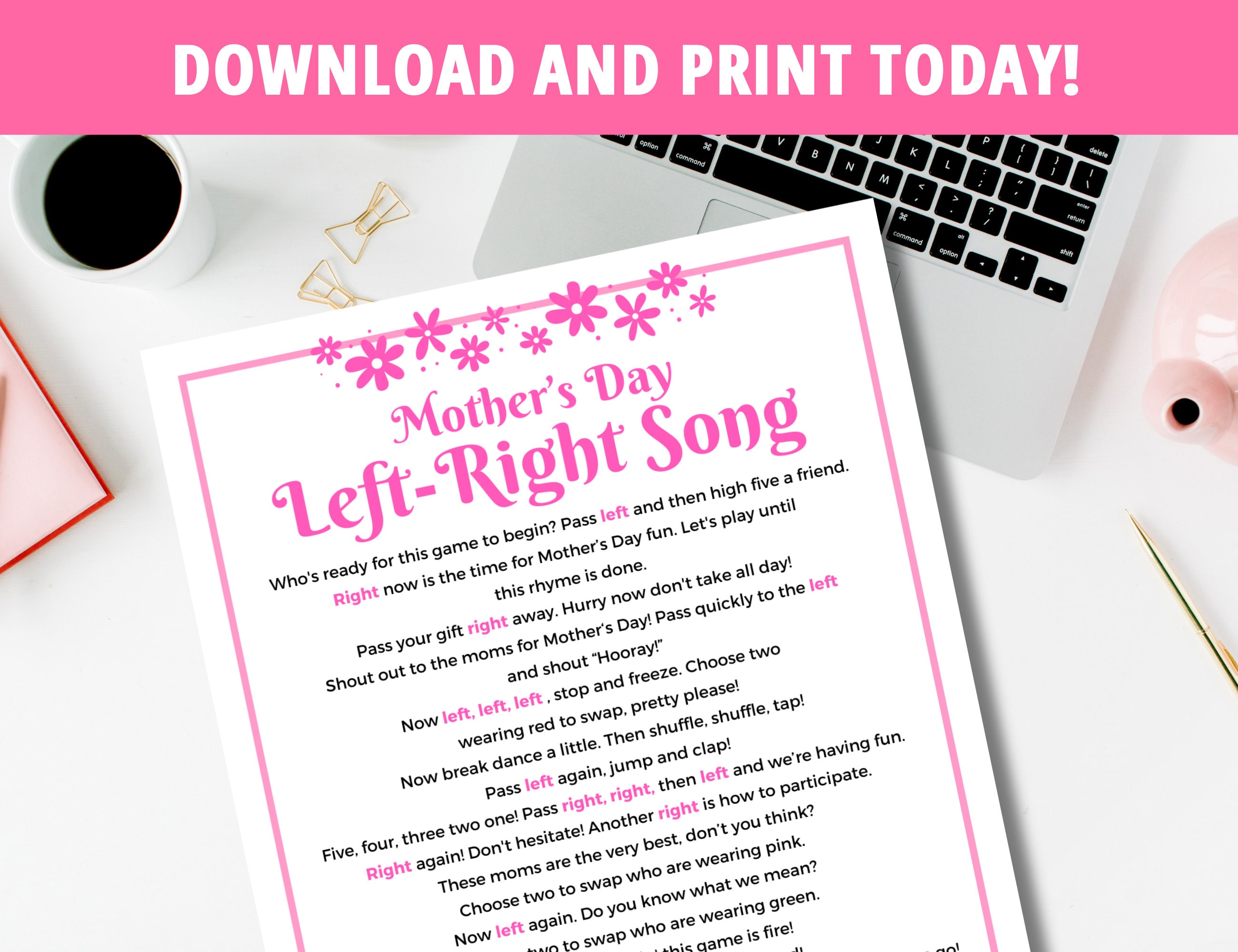 Mother’s Day Left Right Game, Left Right Poem, Family Reunion, Gift ...
