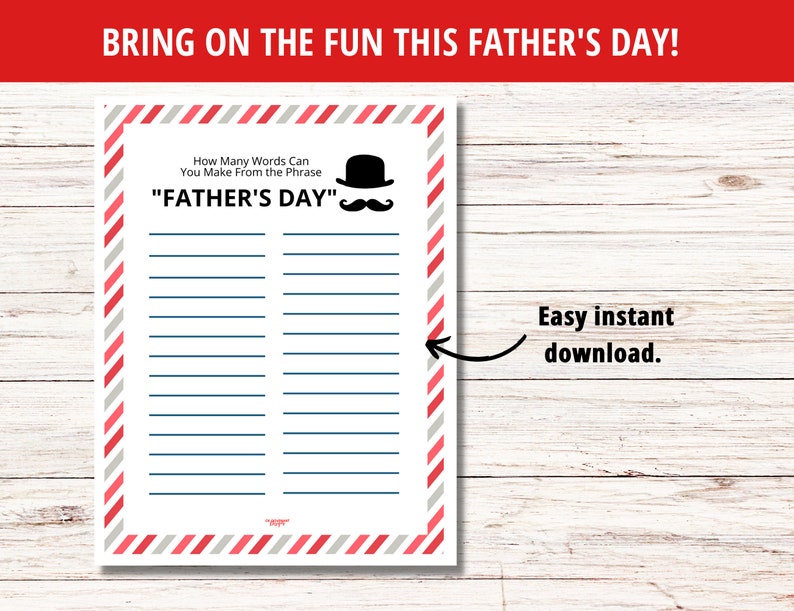 Printable Father's Day Game Bundle, Family Game Night, Printable Family ...