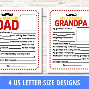 PRINTABLE All About Dad Fill in Template, Kids Gift for Father's Day or ...