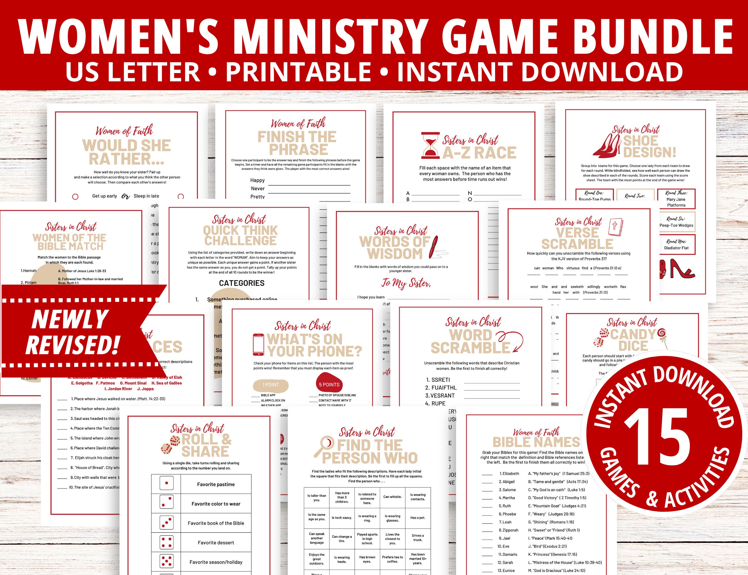 Women's Ministry Game Bundle, Bible Games, Find the Guest Bingo, Women ...