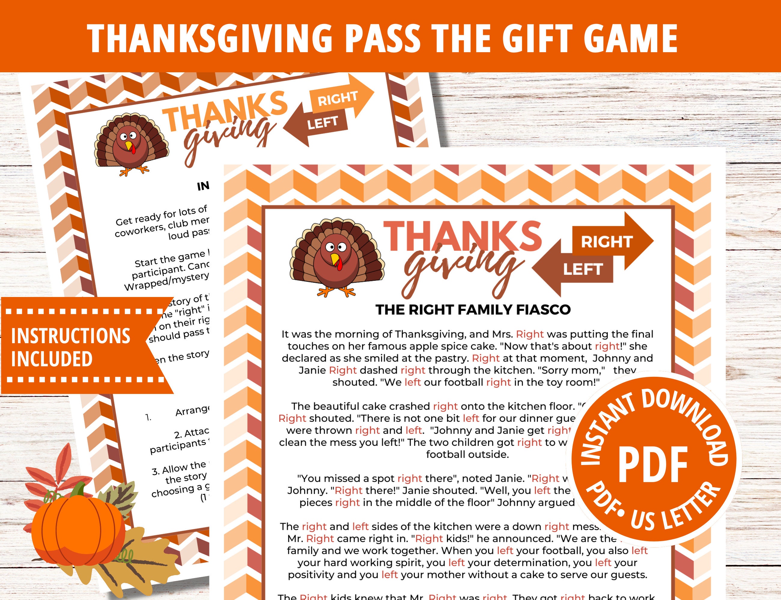 Left Right Game Thanksgiving, Funny Thanksgiving, Pass the Prize ...