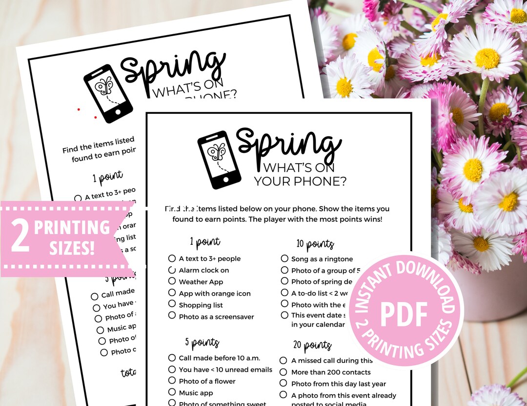 What’s on Your Phone Game, What’s in Your Phone Game, Printable Games ...