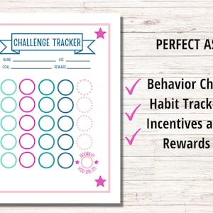 PRINTABLE, Challenge Tracker for Kids, Goal Tracker, Sticker Chart ...