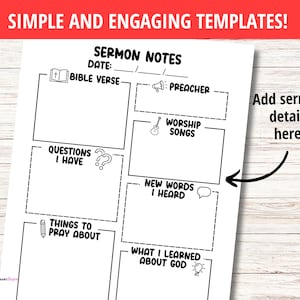 Sermon Notes for Children, Kids Sermon Notes, Sunday School, Kids ...