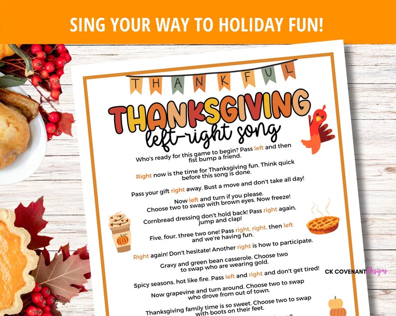 Thanksgiving Games Fun Left Right Game, Thanksgiving Party Games ...