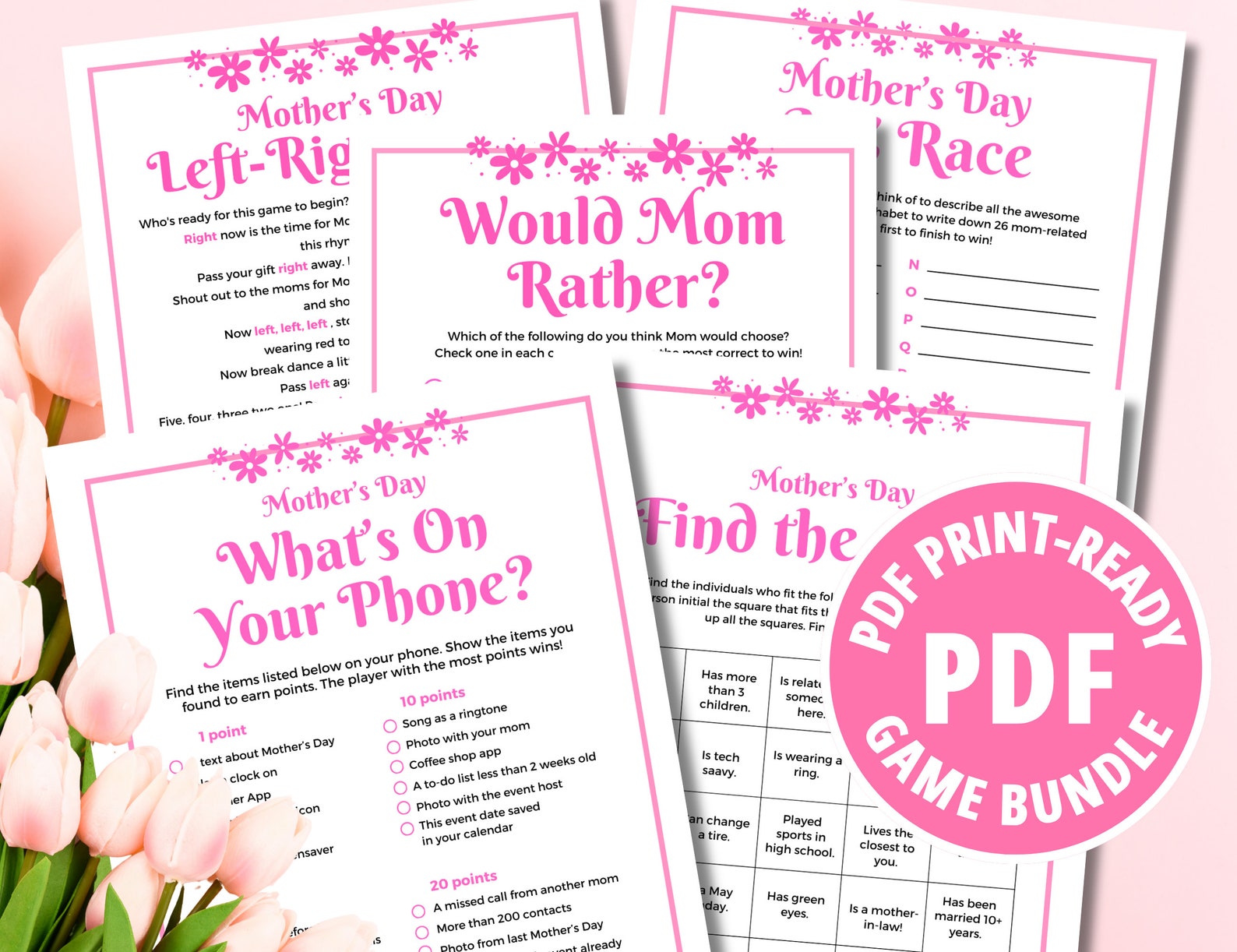 Mothers Day Game Bundle, Printable Mothers Day Games, Mothers Day Gift ...