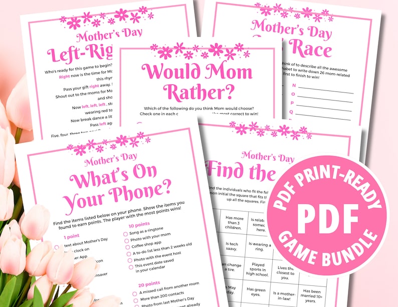 Mother’s Day Game Bundle, Printable Mother’s Day Games, Mother’s Day ...