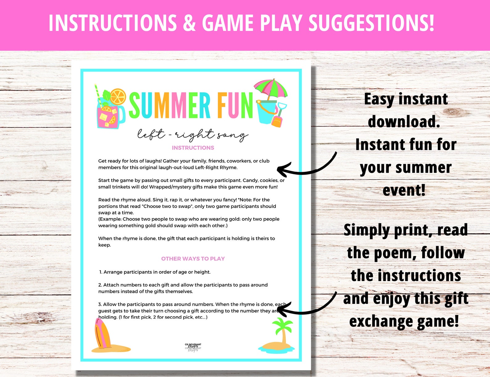 Left Right Game, Left Right Poem, Summer Family Reunion, Gift Exchange ...