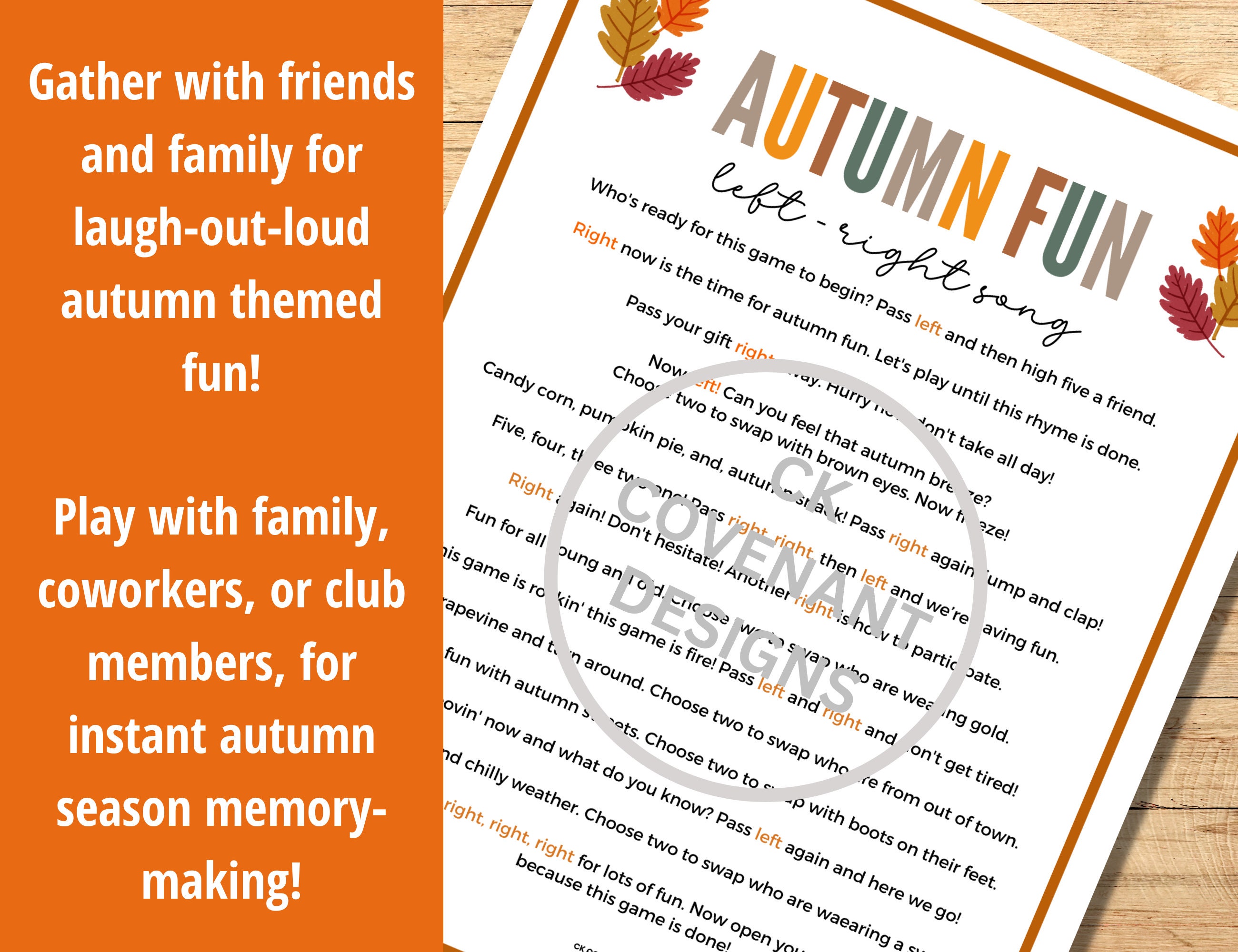 Autumn Fun Left Right Game, Fall Games, Autumn Games, Fall Printables ...