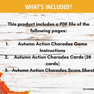 Printable Charades, Charades Cards, Autumn Fun Charades Action Cards ...