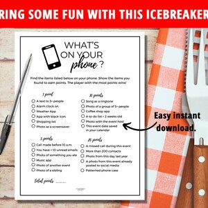 What’s on Your Phone Game, What’s in Your Phone Game, Printable Games ...