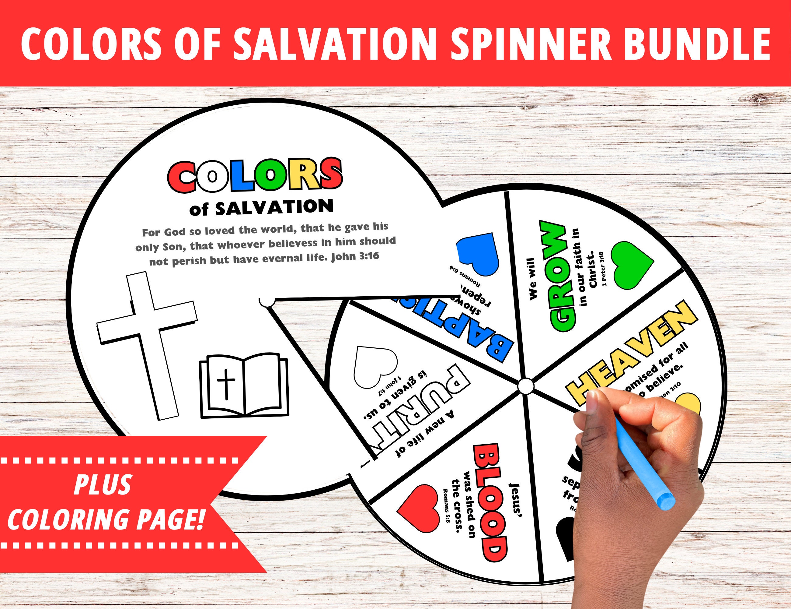 Salvation Color Wheel, Printable Bible Verse Activity, Colors of the ...