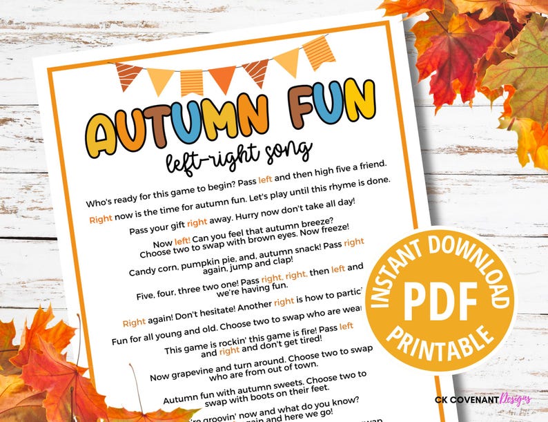 Fall Left Right Story, Left Right Song Pass the Gift Prize Exchange ...