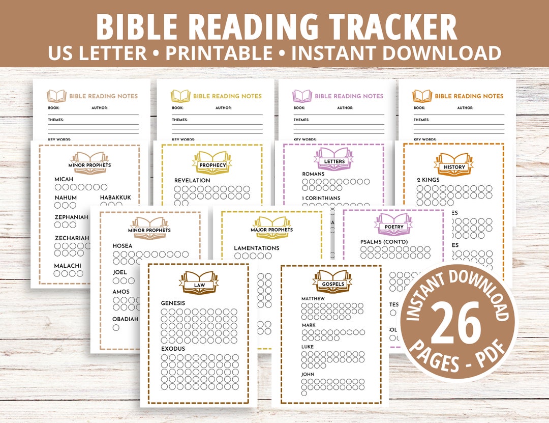Boho Bible Reading Checklist, Bible Reading Plan, Bible Reading Tracker, Bible Reading Challenge ...