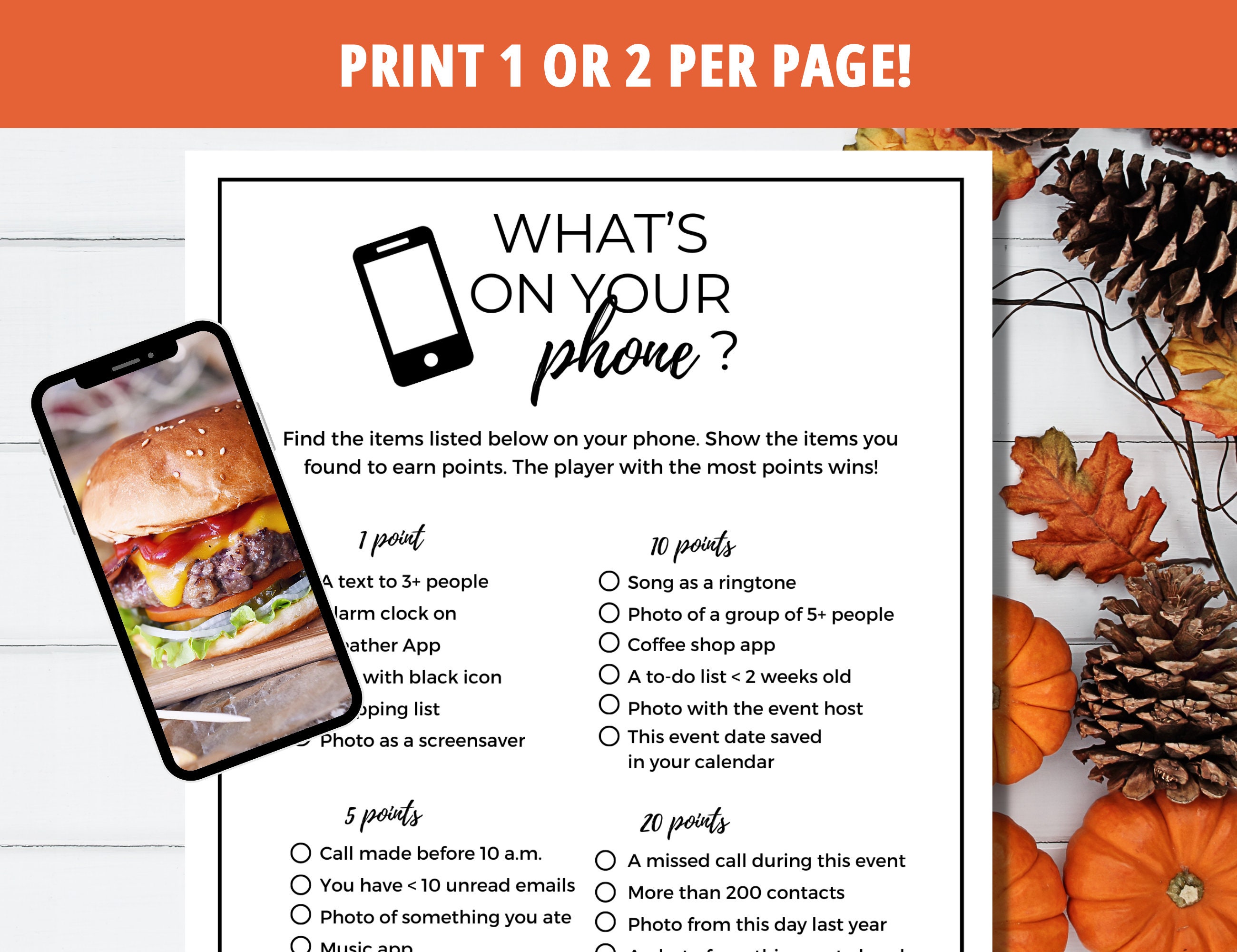 What’s on Your Phone Game, What’s in Your Phone Game, Printable Games ...