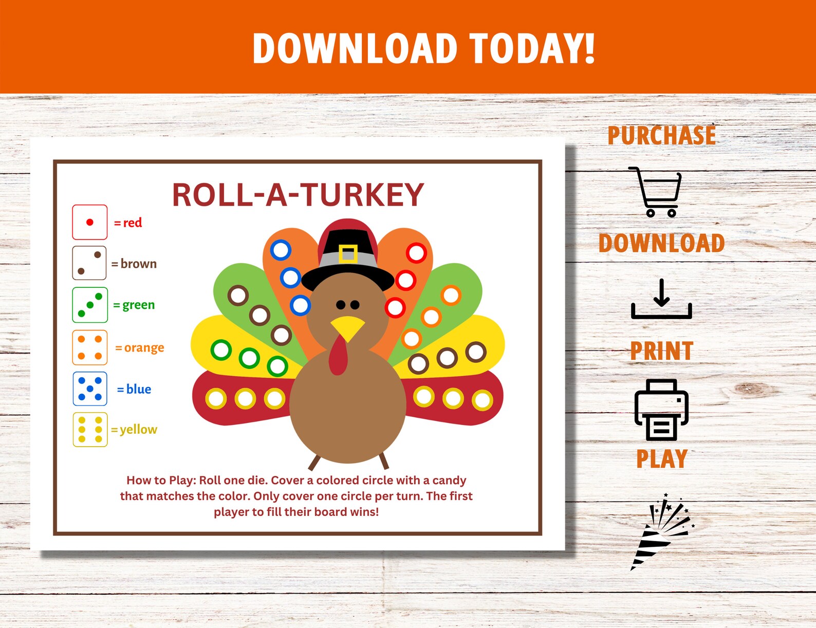 Roll A Turkey Game, Thanksgiving Game for Kids, Thanksgiving Games ...