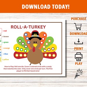 Roll A Turkey Game, Thanksgiving Game for Kids, Thanksgiving Games ...