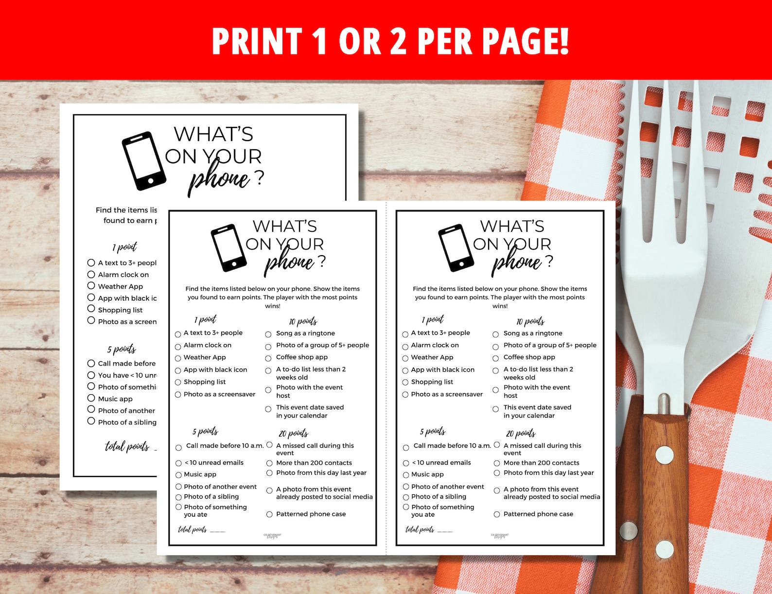 What’s on Your Phone Game, What’s in Your Phone Game, Printable Games ...