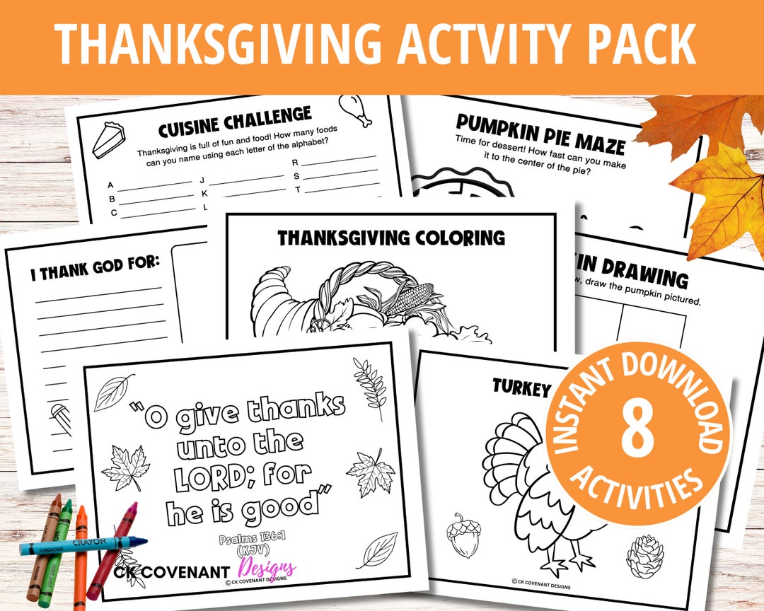 Kids Thanksgiving Activity Pack, Coloring Sheets, Thanksgiving Games ...
