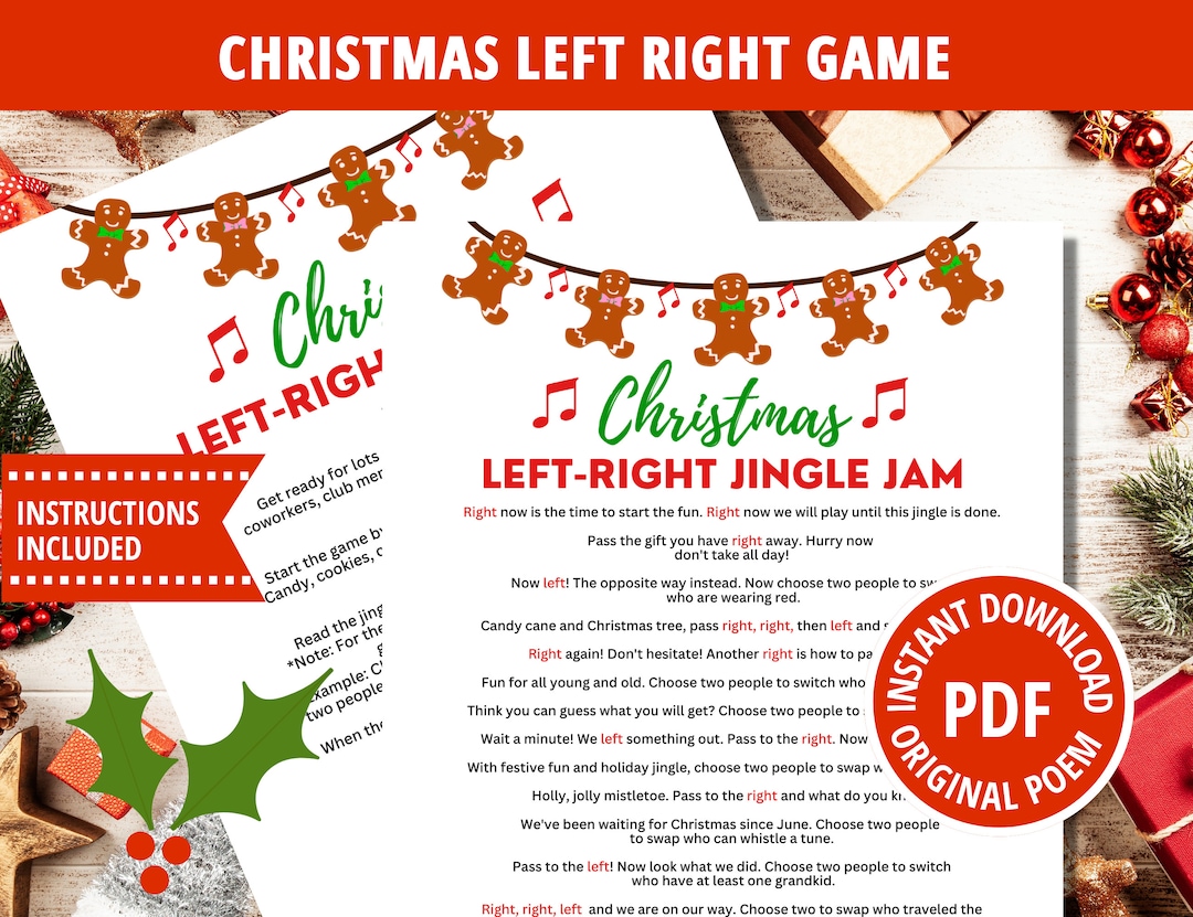 Festive Fun, Left Right Game, Christmas Printable, Christmas Game, Gift ...