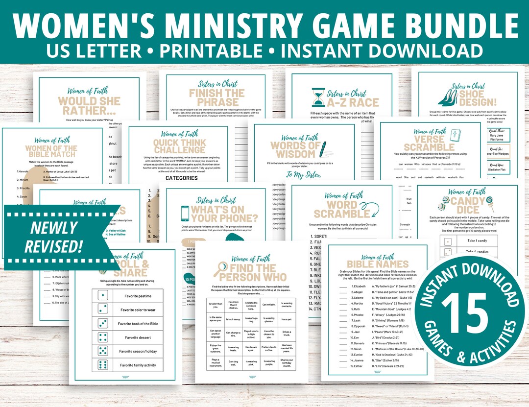 Women's Ministry Game Bundle, Bible Games, Find the Guest Bingo, Women ...