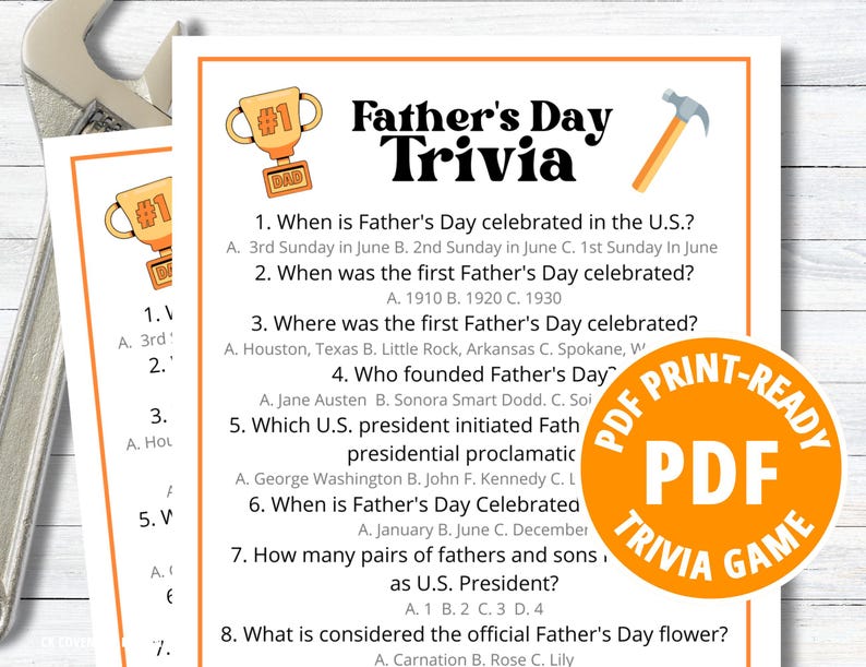 Father’s Day Game, Father’s Day Trivia Game, Party Games, Father’s Day ...