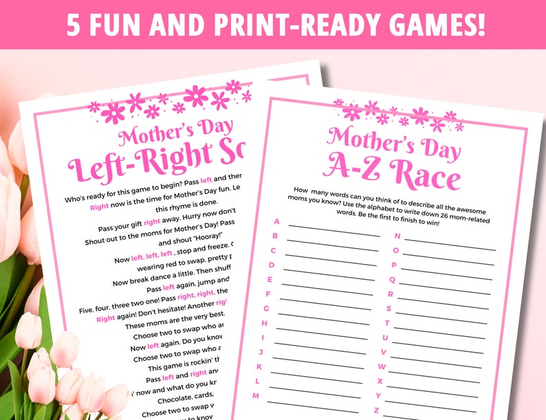 Mothers Day Game Bundle, Printable Mothers Day Games, Mothers Day Gift ...