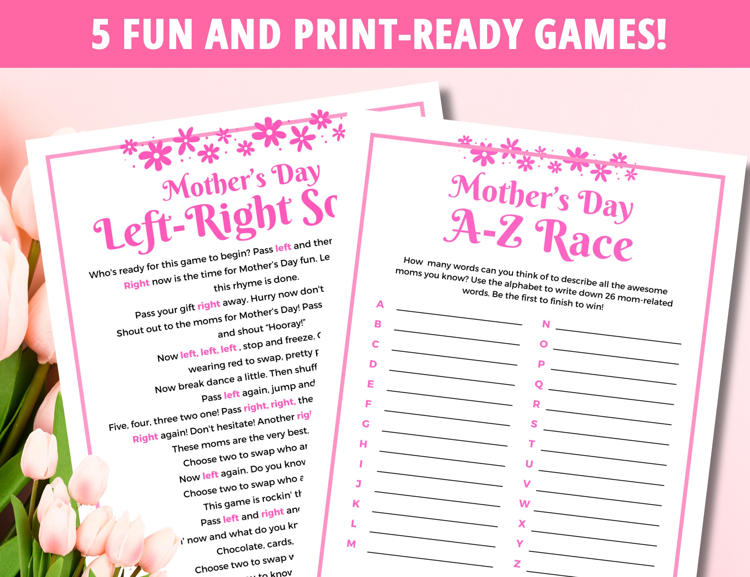 Mothers Day Game Bundle, Printable Mothers Day Games, Mothers Day Gift ...