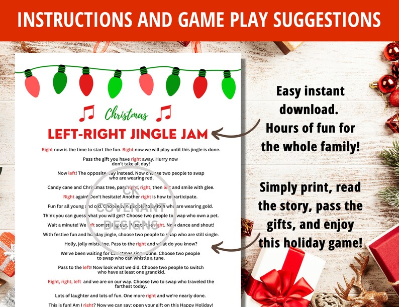 Left Right Game, Festive Fun, Gift Swap Game, Christmas Game, Gift ...