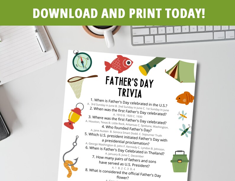 Father’s Day Game, Father’s Day Trivia Game, Party Games, Father’s Day ...