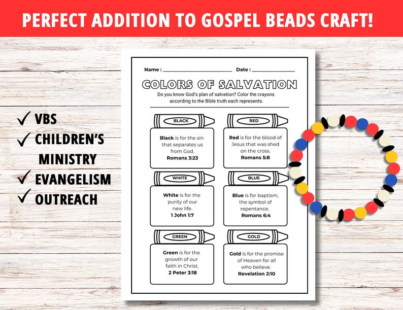 Colors of Salvation Card Coloring Page, Printable Gospel Card, Gospel ...