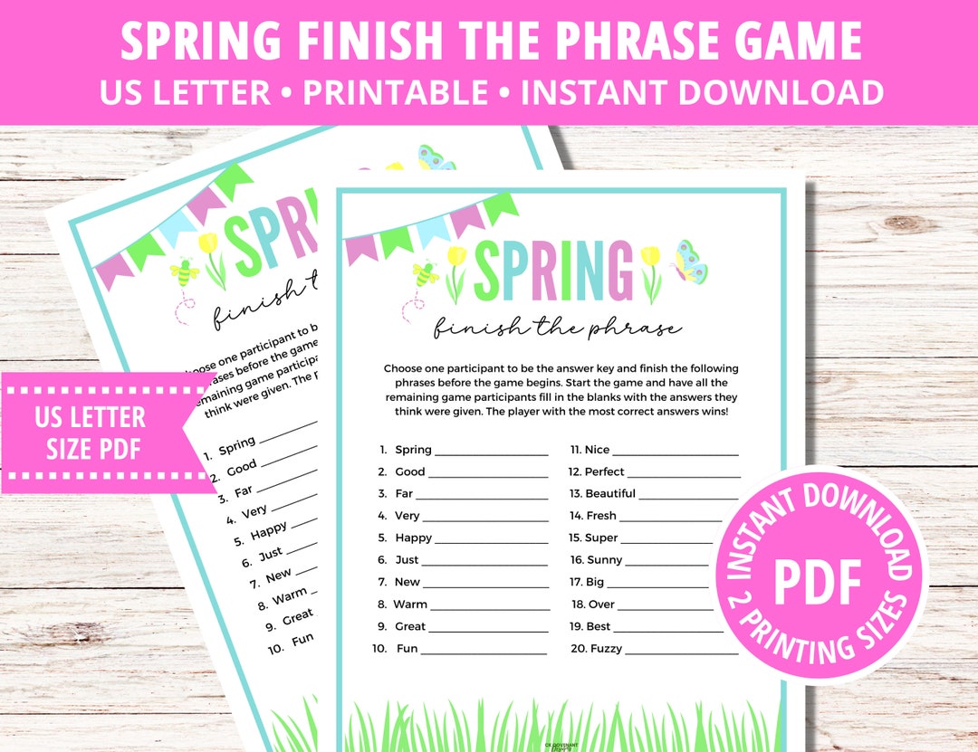 Finish My Phrase, Spring Finish My Phrase Game, Finish the Phrase ...