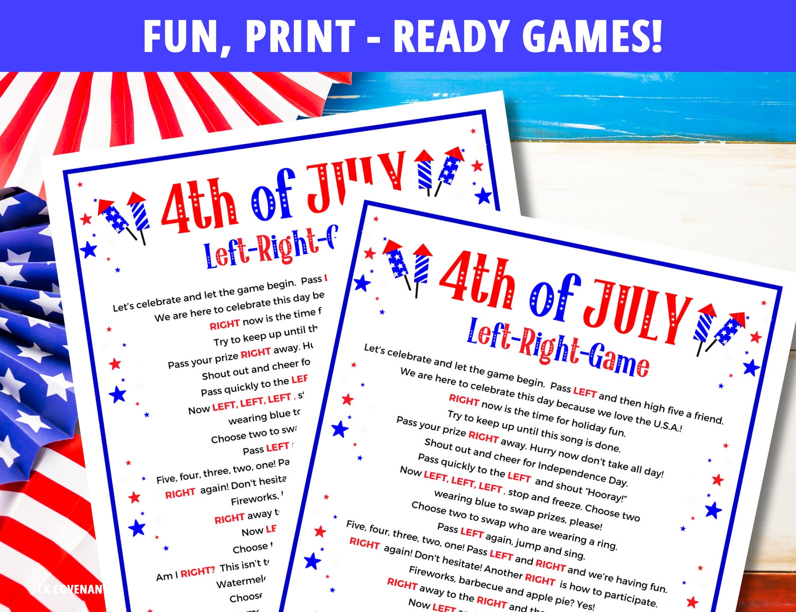 4th of July Party Game, Independence Day Left-right Poem, Left-right ...