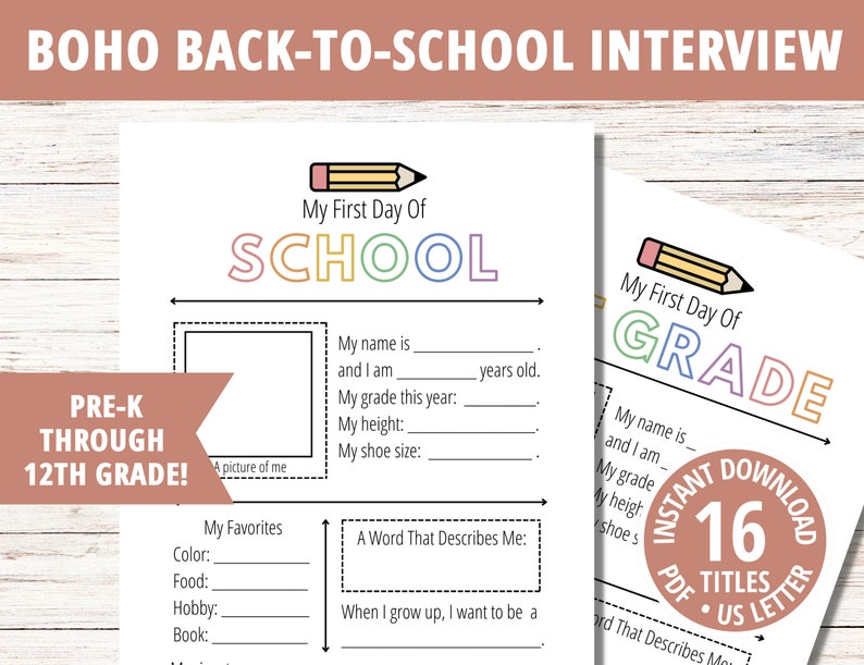 Boho Back to School Interview First Day of Questionnaire - Etsy