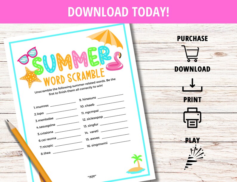 Summer Game Bundle, Summer Party Games, Summer Activities, Pool Party ...