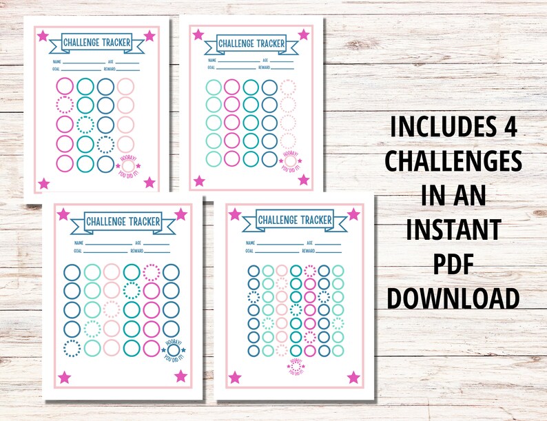 PRINTABLE, Challenge Tracker for Kids, Goal Tracker, Sticker Chart ...