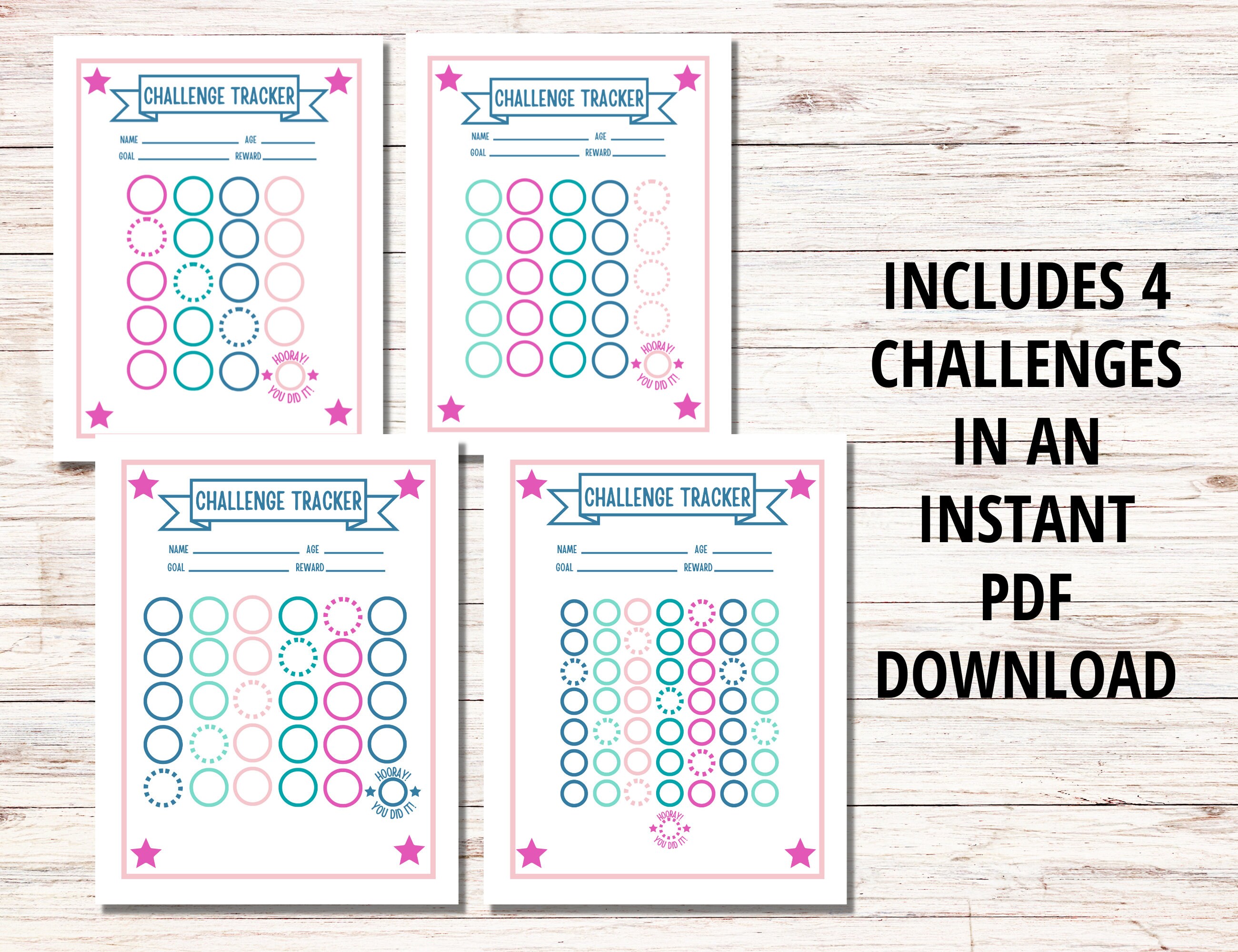 PRINTABLE, Challenge Tracker for Kids, Goal Tracker, Sticker Chart ...