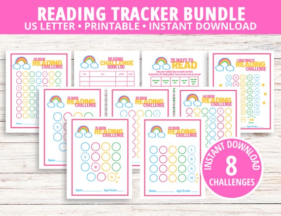 Reading Tracker Chart for Kids Bright Rainbow Reading - Etsy